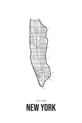 New York Map Line Art 1 Poster - Artdesign