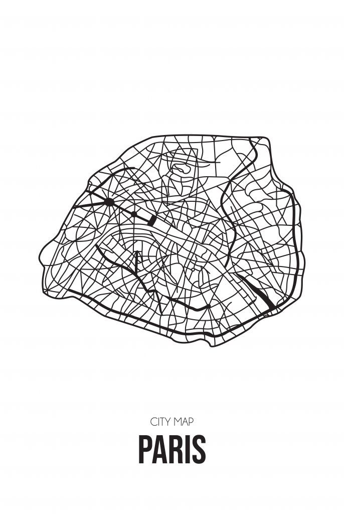 Paris Map Line Art Poster - Artdesign
