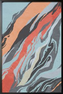 Orange and blue abstract on canvas poster - Artdesign