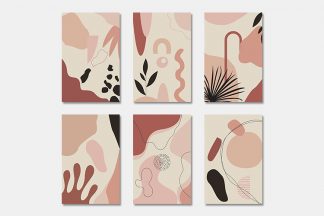Shade of Pink Art Shapes Collection Poster Bundle - Artdesign